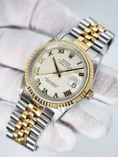 Rolex Datejust 36mm Ivory Pyramid Dial Two Tone 1991 Box and Papers